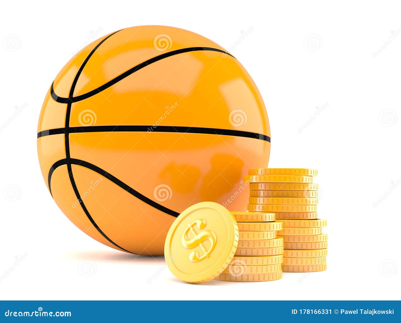 With Basketball Stack Money Shape Cartoon On Table Vector Illustration ...