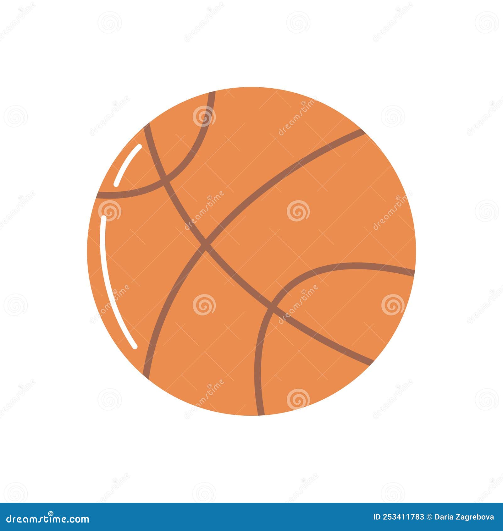 Basketball Ball, Vector Flat Illustration on White Background Stock Vector - Illustration of ...
