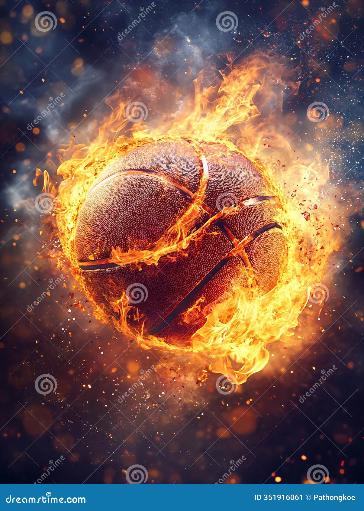 Basketball Ball Wrapped in Flame. Stock Illustration - Illustration of ...