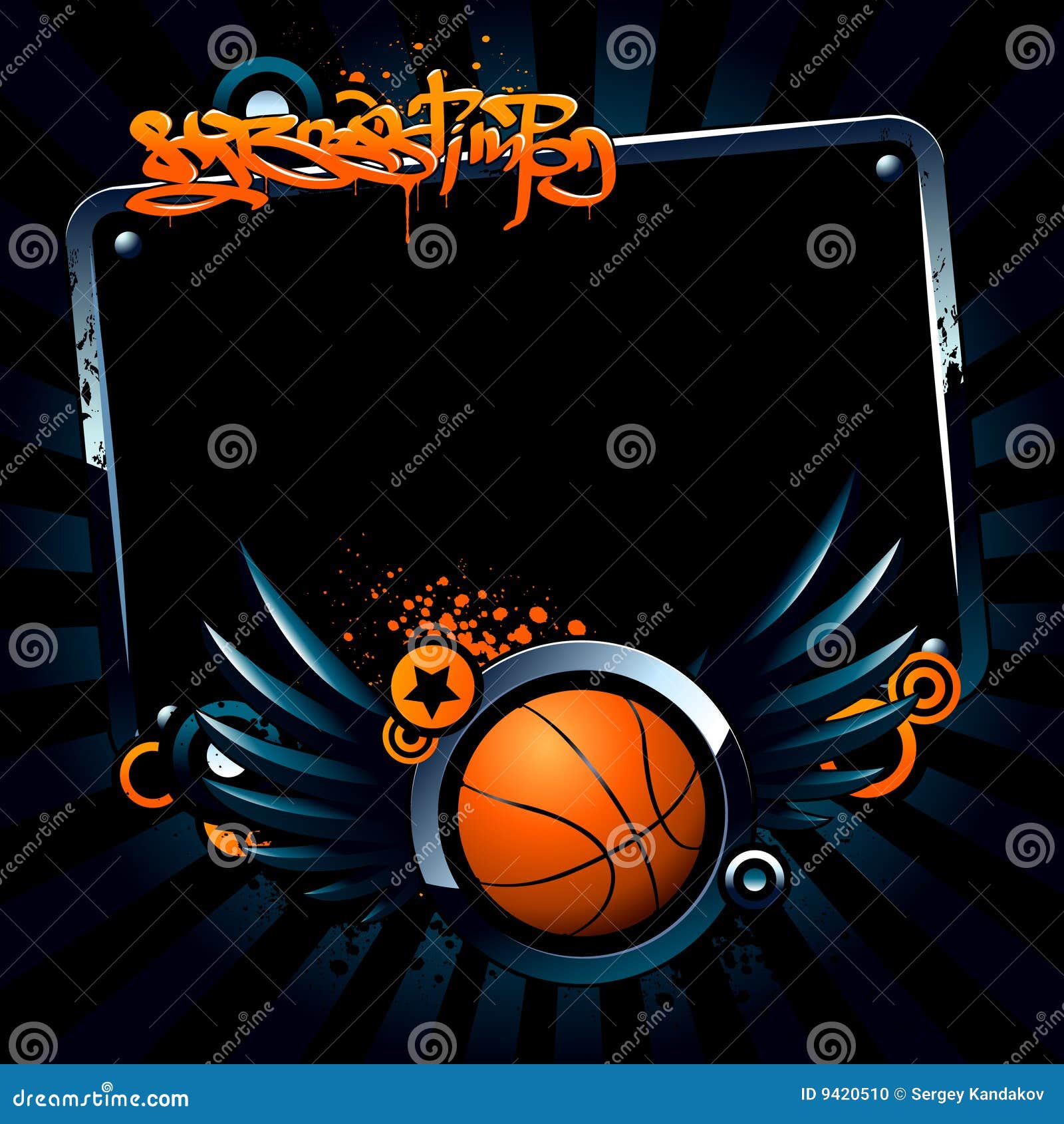 Basketball banner stock vector. Illustration of metal - 9420510