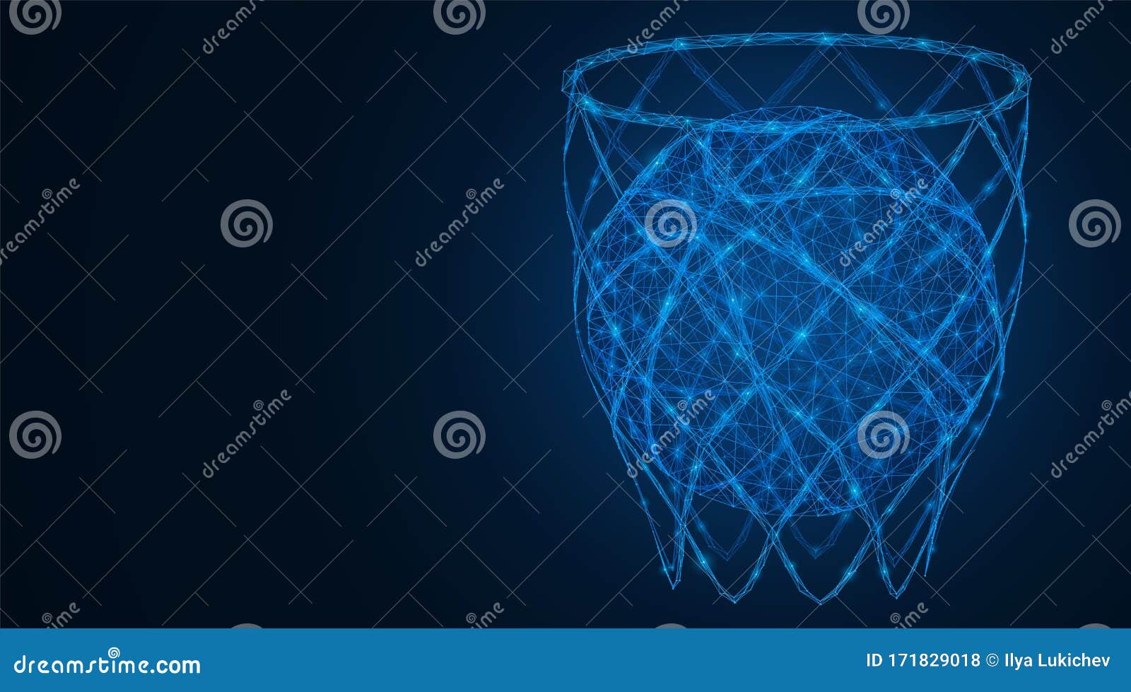 A Basketball in the Basket Net. Low-poly Vector Illustration Consisting ...