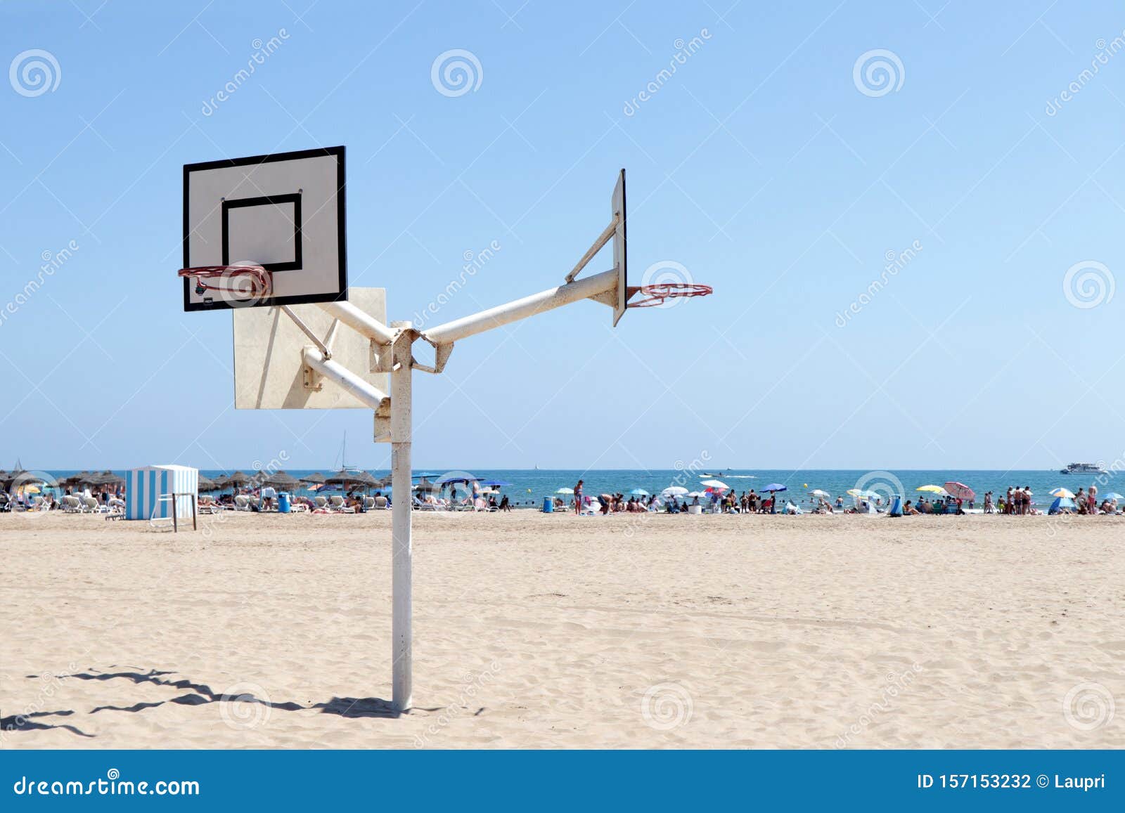 Basketball Baskets on the Beach on a Sunny Day Stock Photo - Image of ...