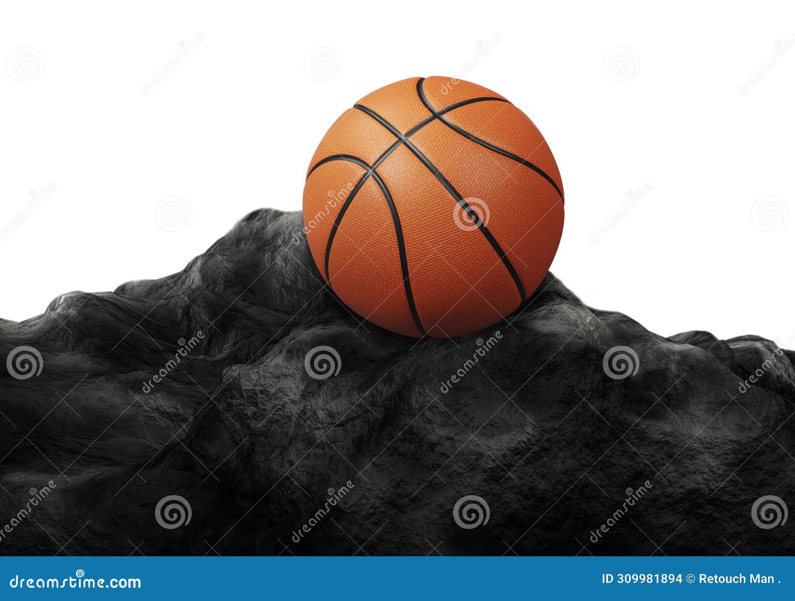 Basketball on a Big Black Rock Stock Illustration - Illustration of ...