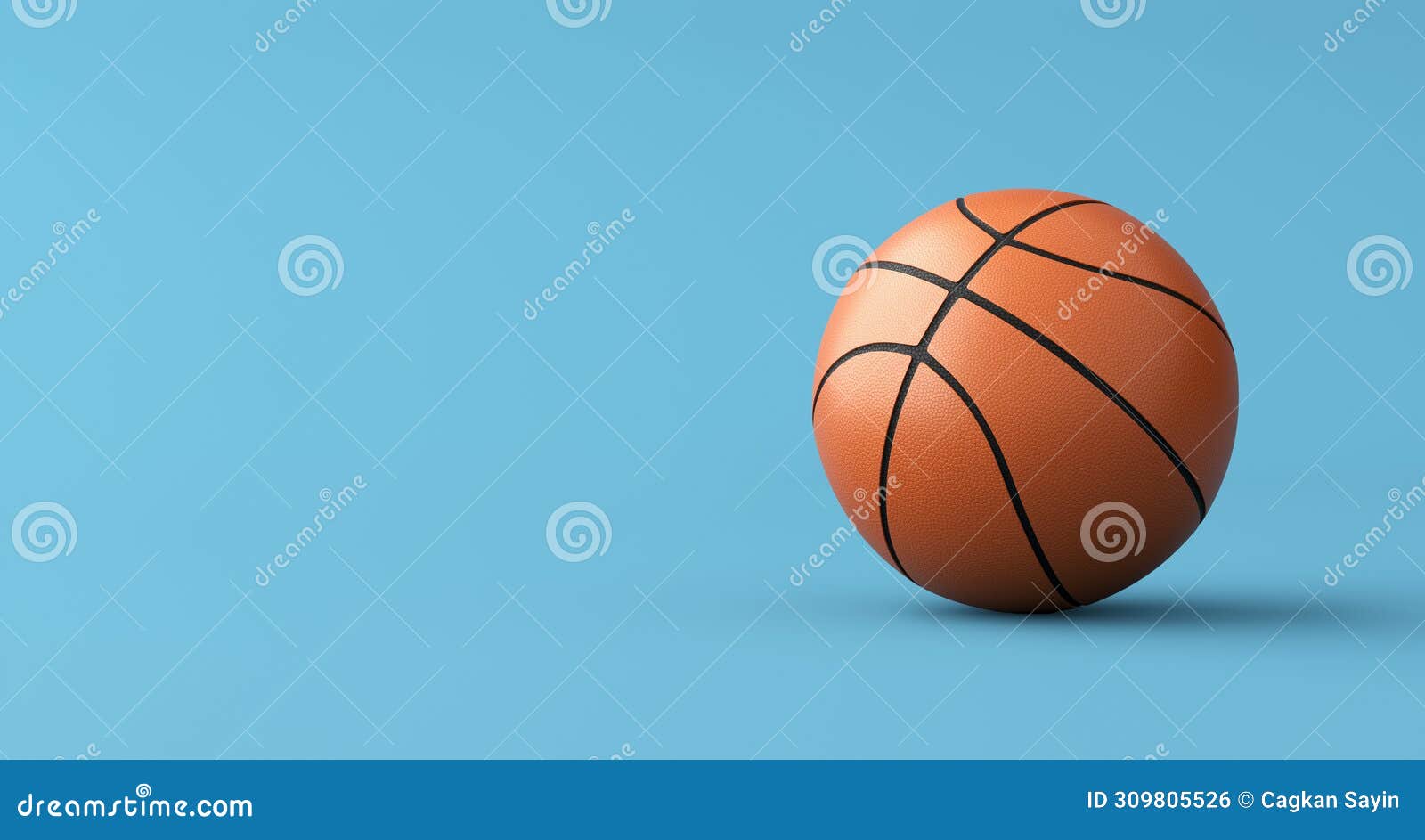 Basketball on Blue Background with Copy Space Stock Illustration ...