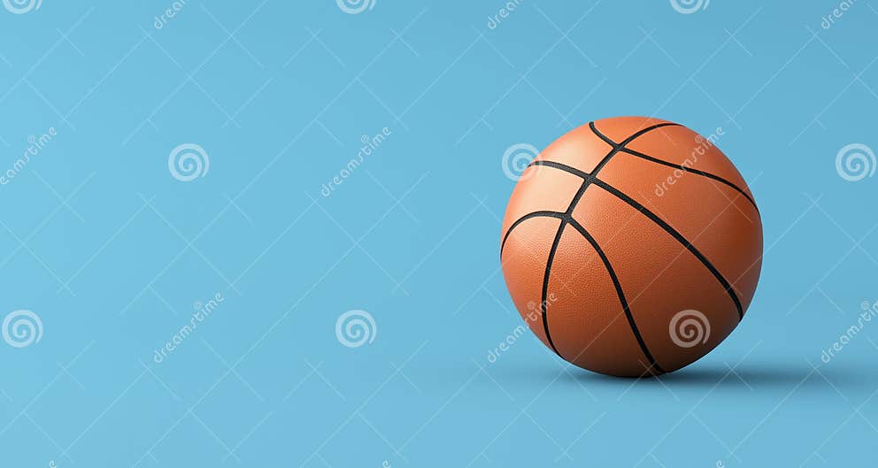 Basketball on Blue Background with Copy Space Stock Illustration ...