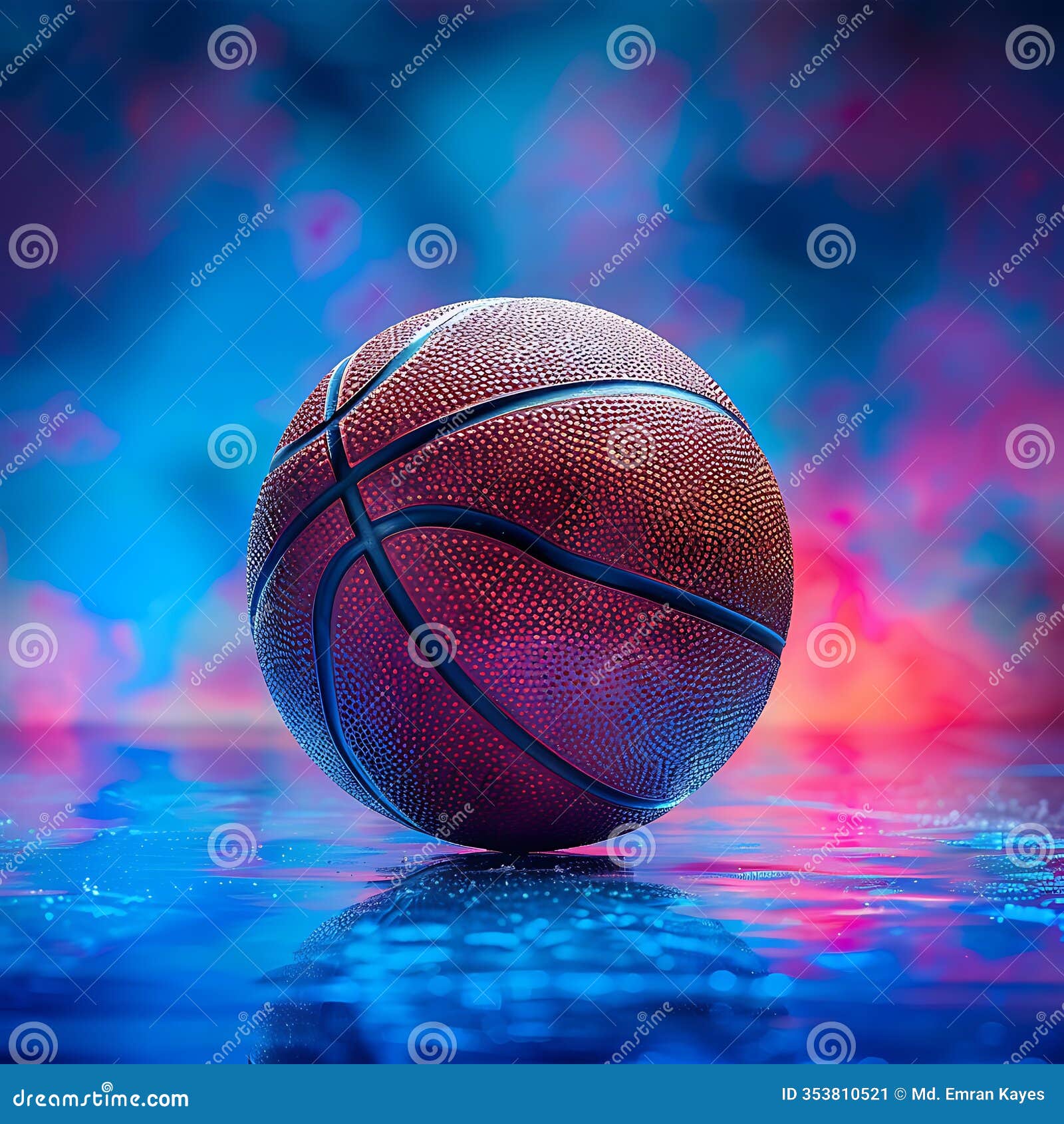 Basketball with Blue Light Background Stock Illustration - Illustration ...