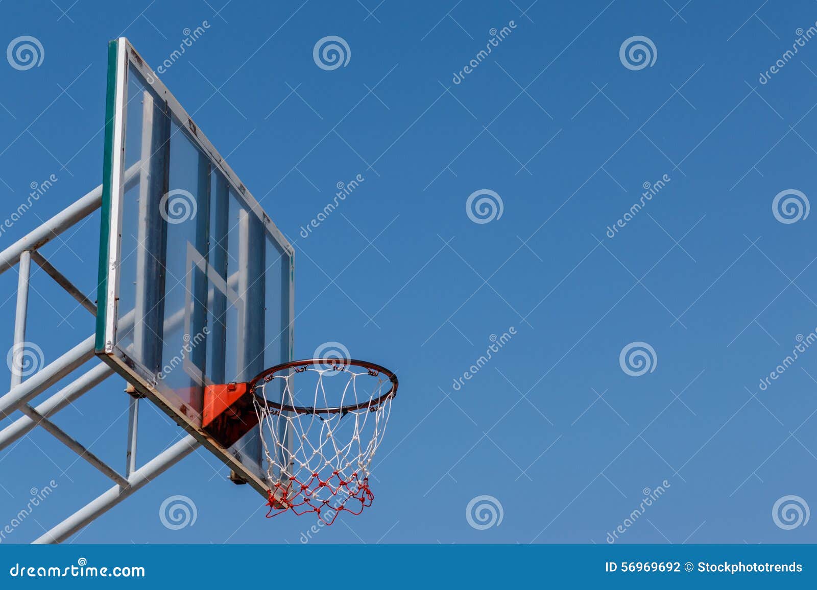 Basketball Board and Hoop with Blue Sky. Stock Photo - Image of ...