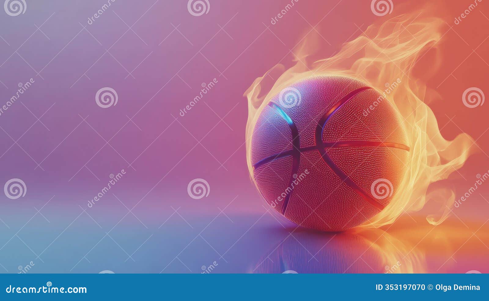 Basketball Burning in Flames on Gradient Background Stock Photo - Image ...