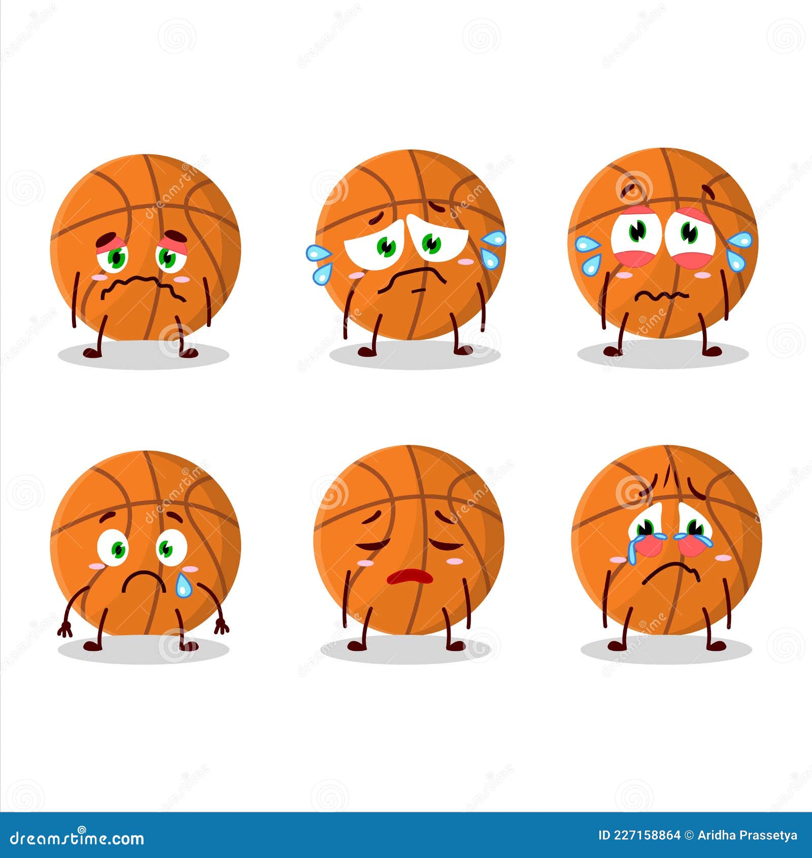 Crying Basketball Trophy Character Shaped On Cartoon Vector ...