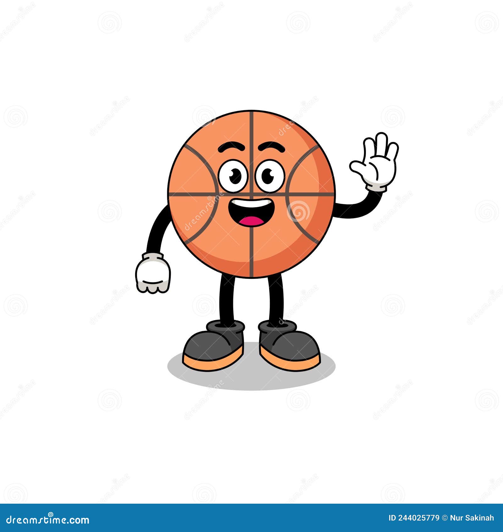 Basketball Cartoon Doing Wave Hand Gesture Stock Vector - Illustration ...
