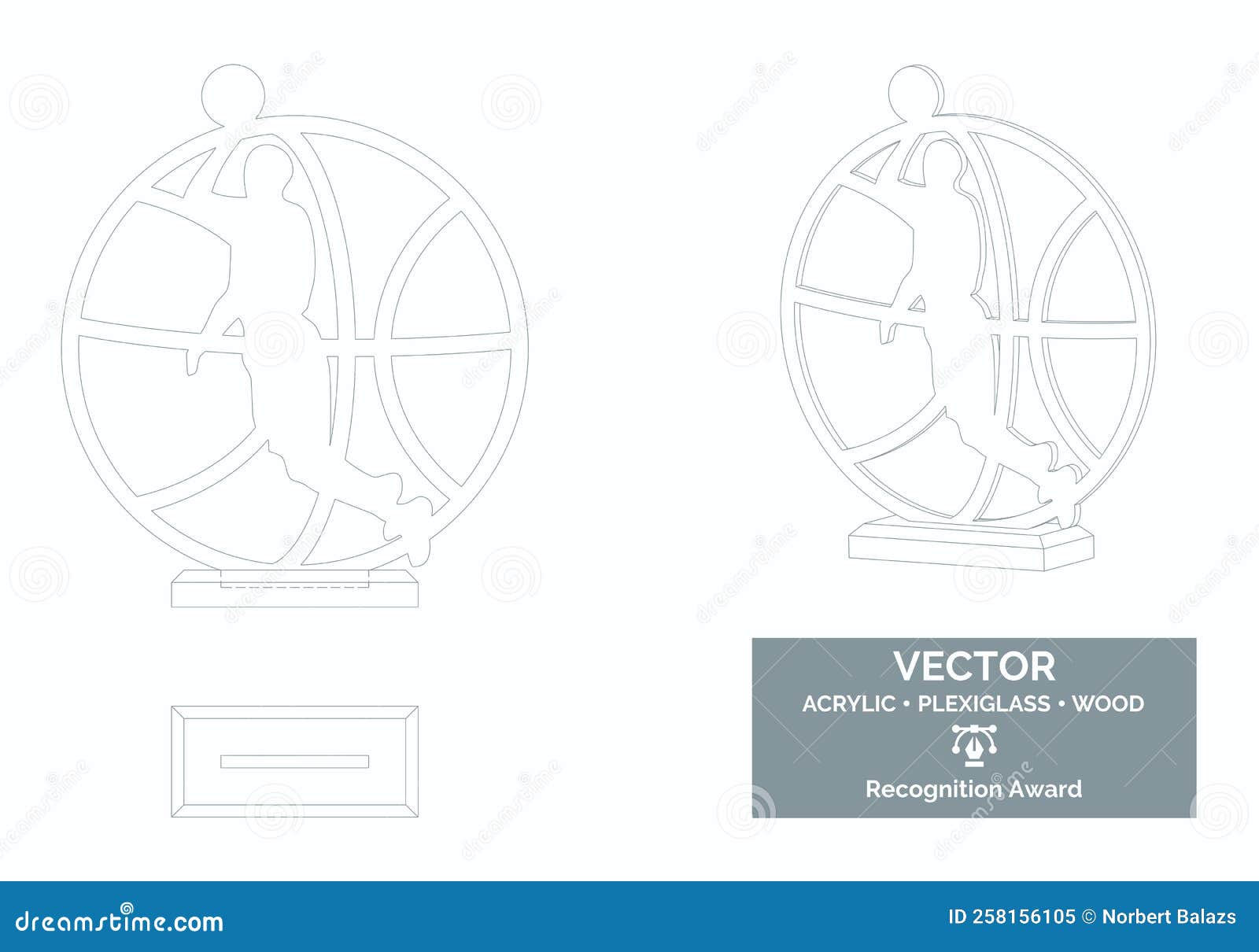 Basketball Player Trophy Vector Template, Basketball Trophy Template ...