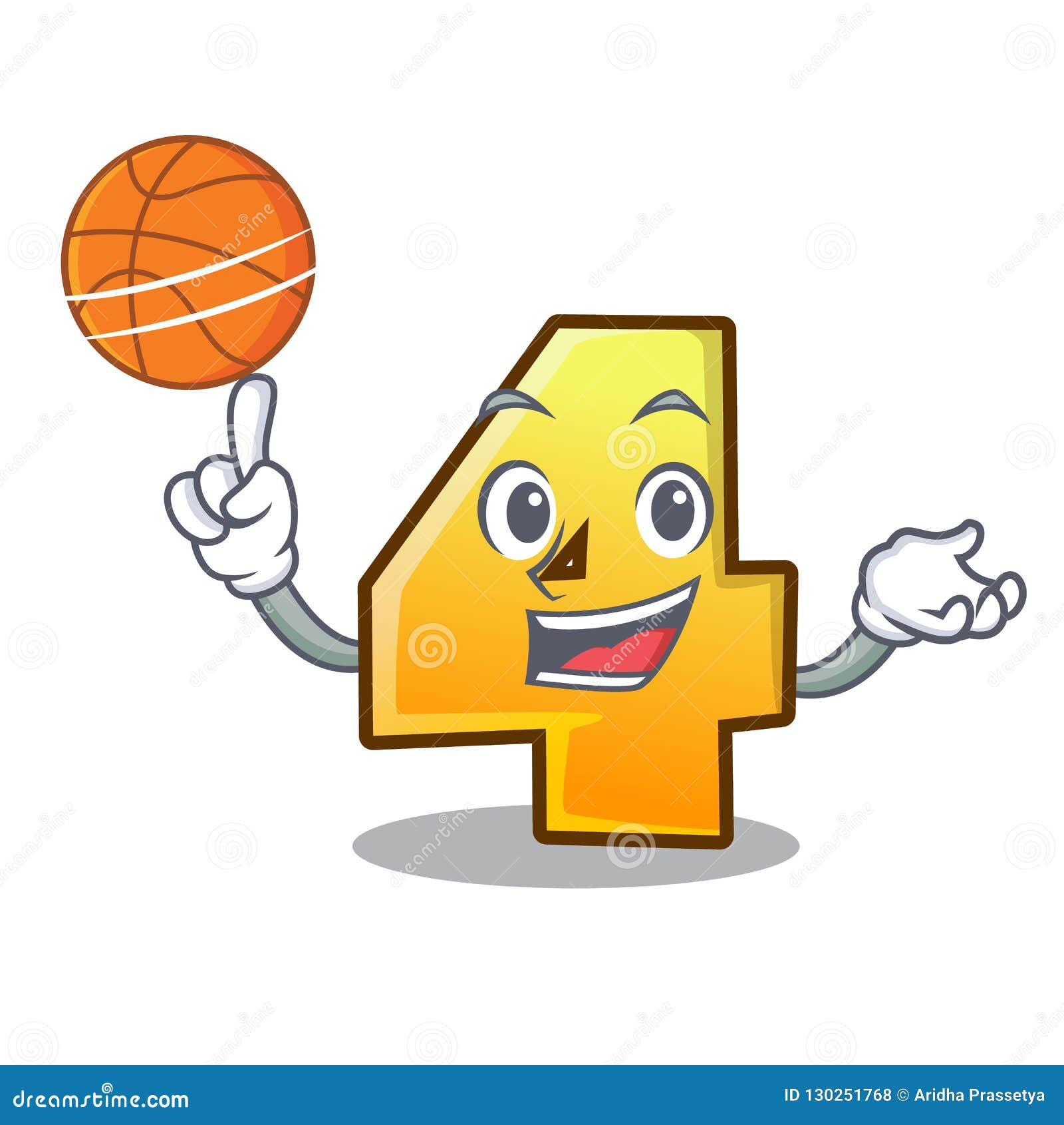 With Basketball Character Number Four on the Wall Stock Vector ...