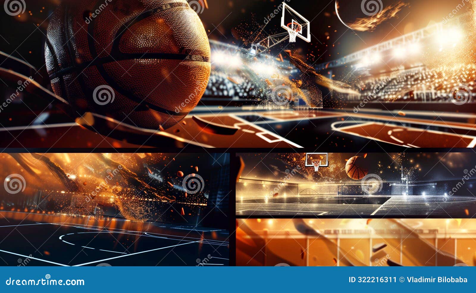 Basketball Court with Explosive Action Stock Illustration ...