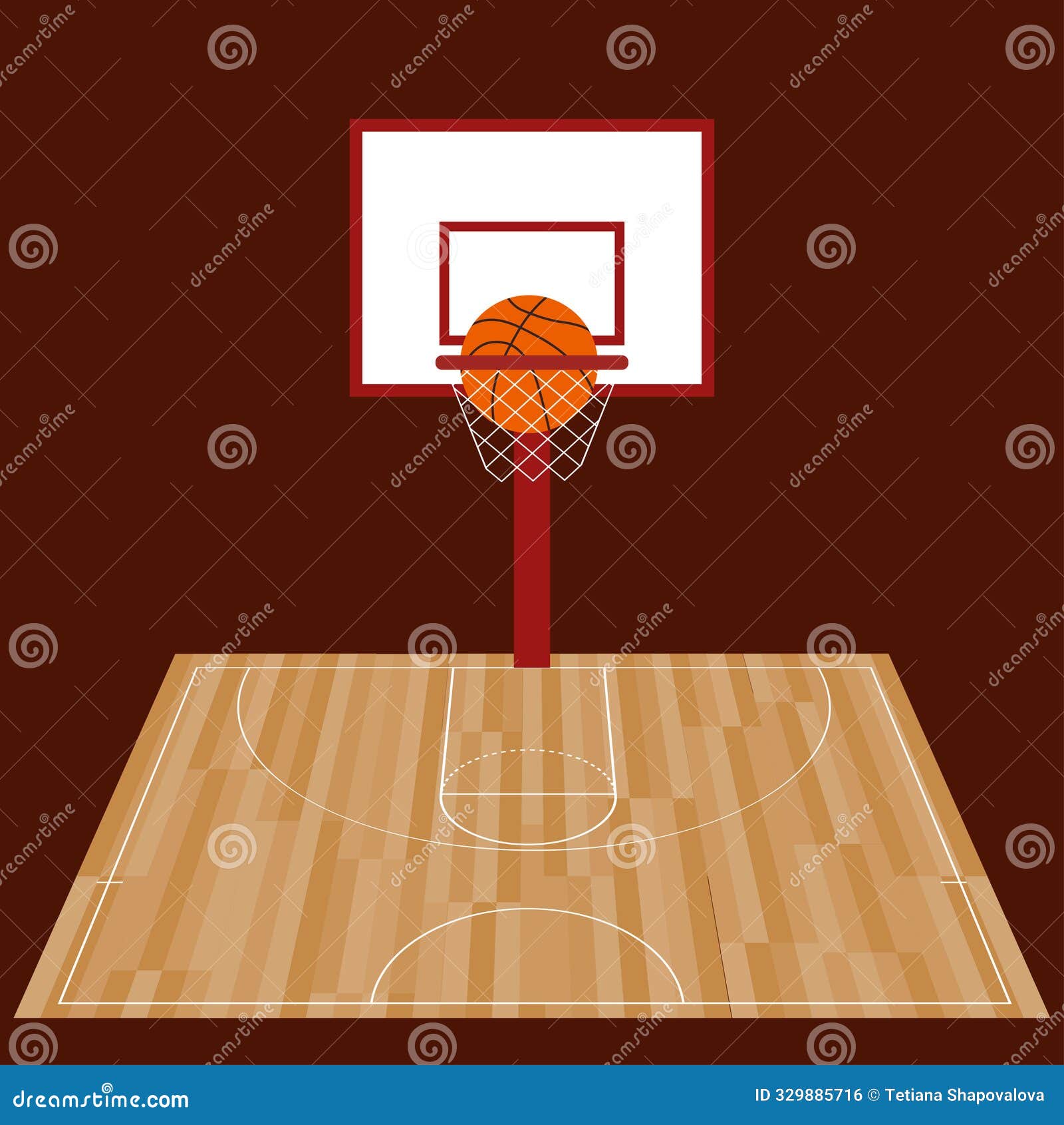 Basketball Court. Front View. Vector Stock Illustration - Illustration ...