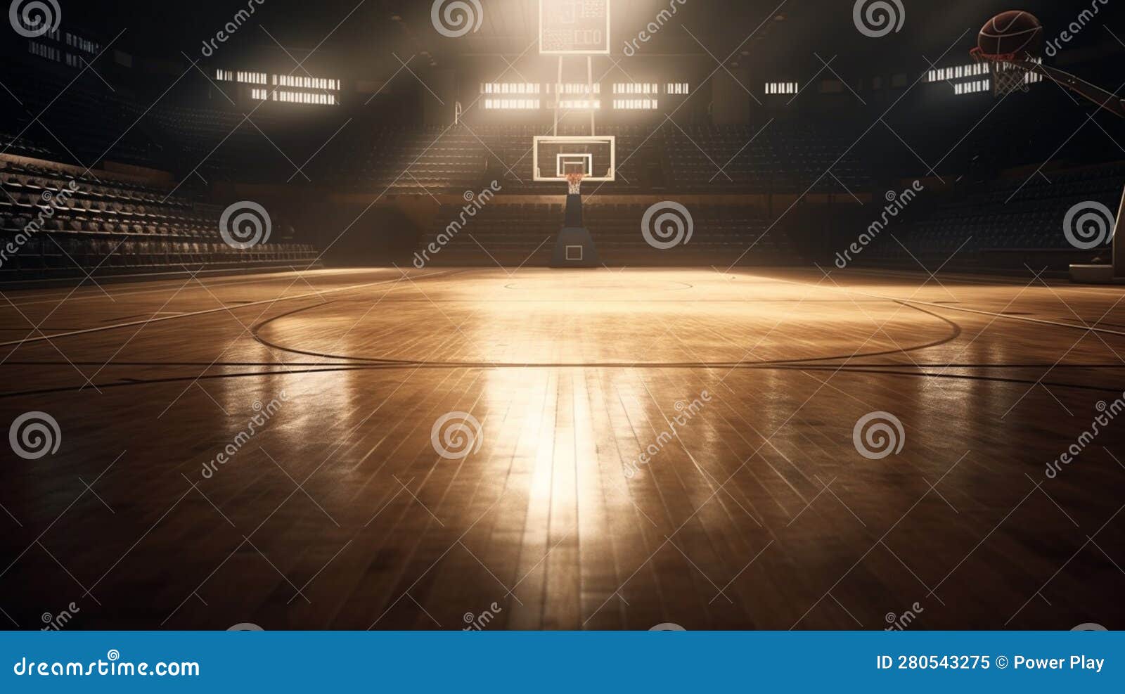 Basketball Court with Lights and Shadows. 3d Rendering Mock Up ...