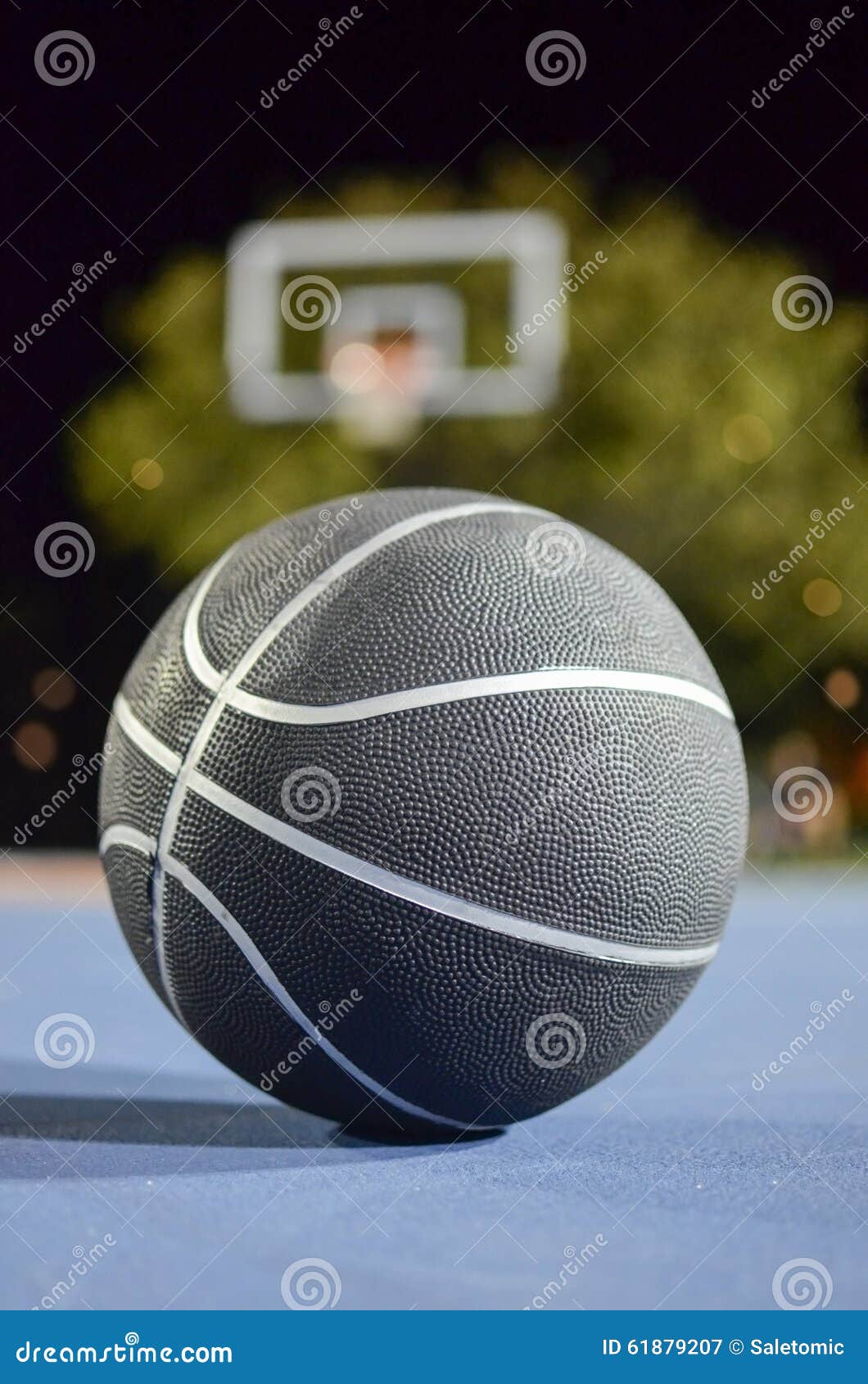 Basketball on the Court at Night Stock Image - Image of basketball ...