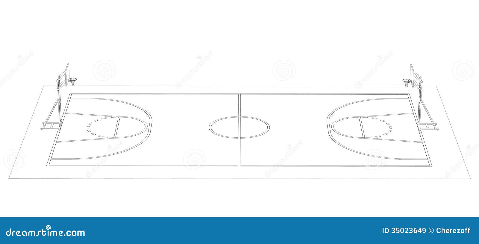 Basketball Court. Wire Frame Stock Illustration - Illustration of frame ...