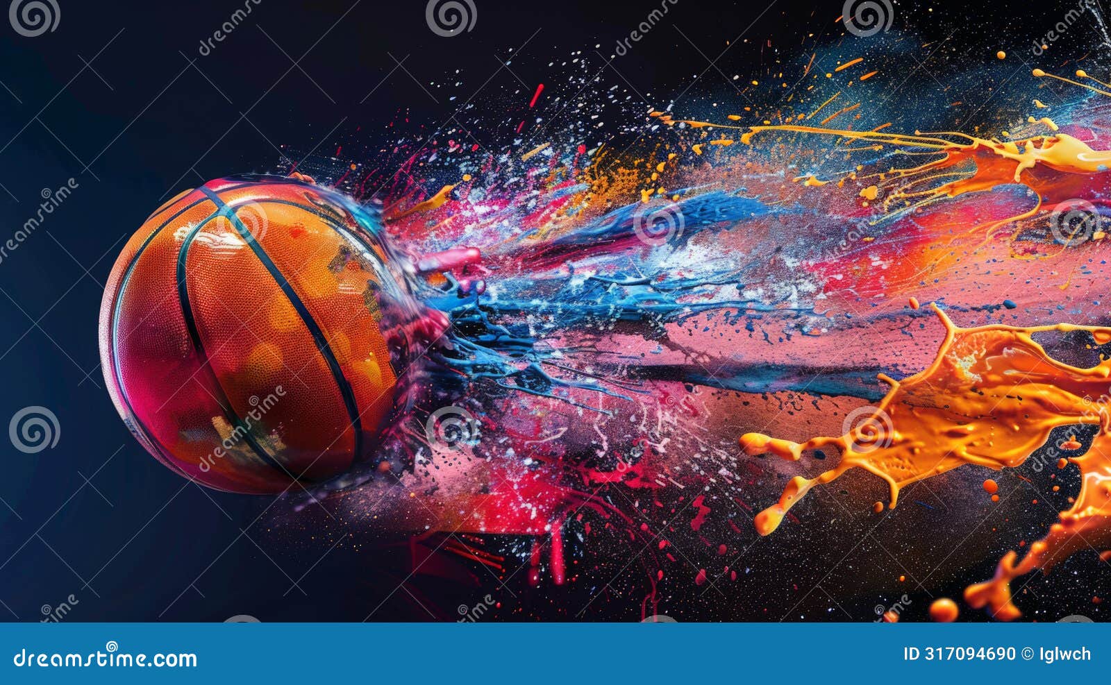 Basketball Depicted in Explosive Color Explosion. Stock Photo - Image ...