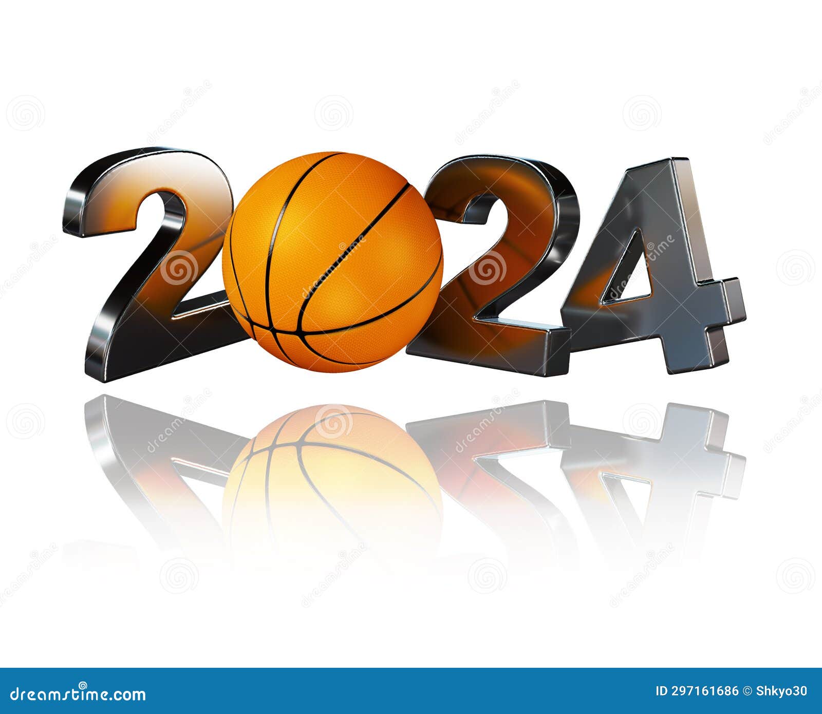 Basketball 2024 Design on White Stock Illustration - Illustration of ...