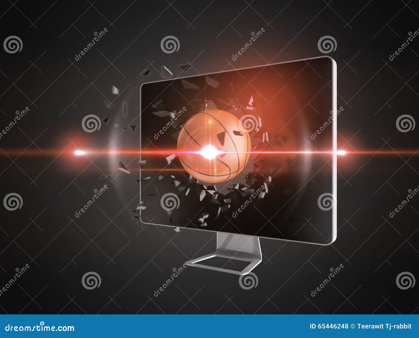 Basketball Destroy Computer Screen. Stock Illustration - Illustration ...