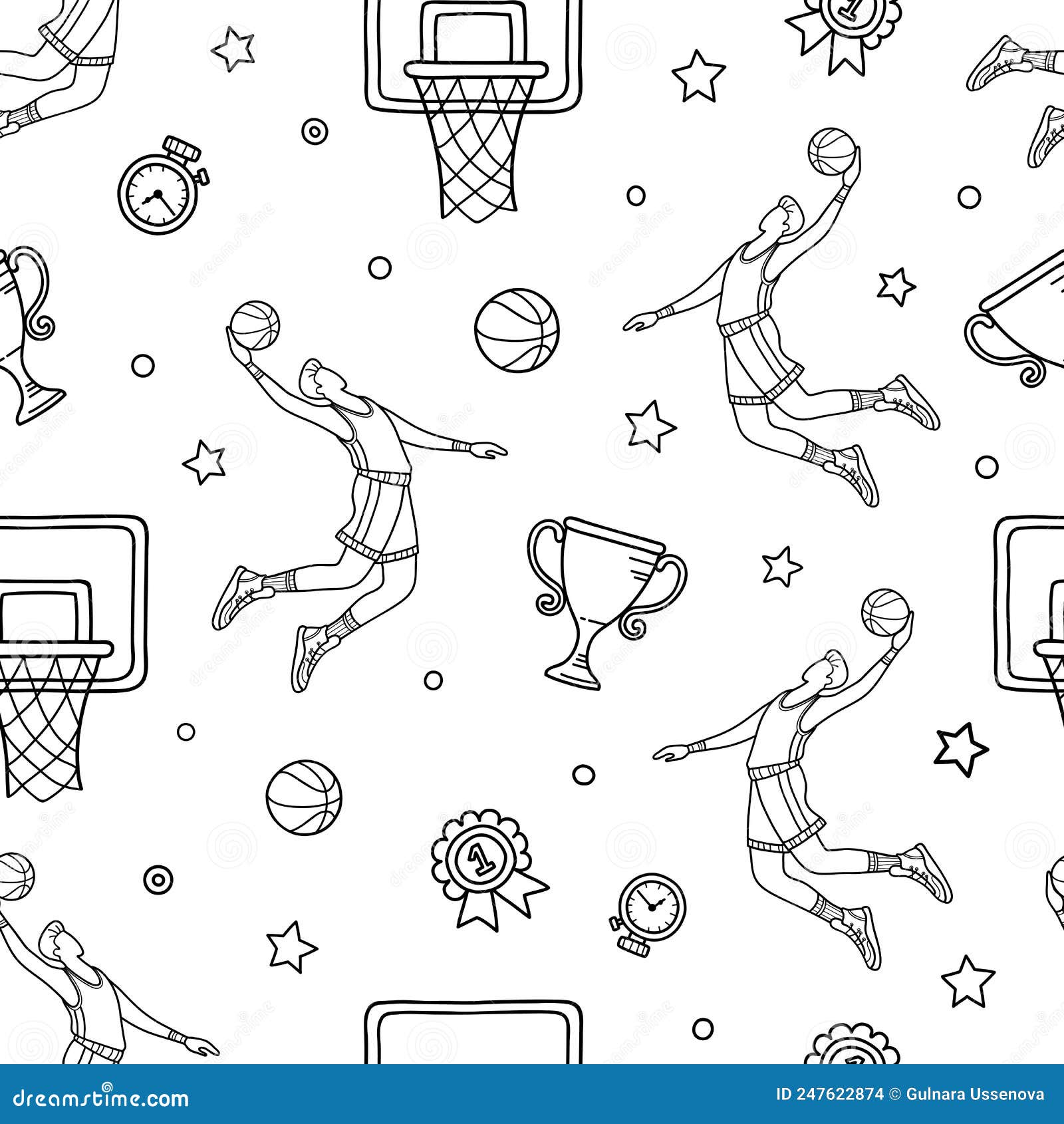 Seamless Pattern with Basketball Object and Symbol Stock Vector ...