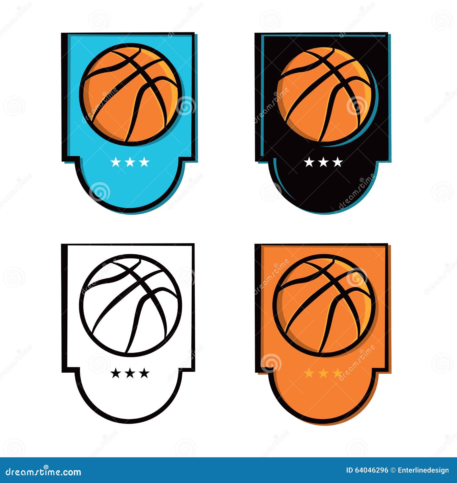 Basketball Emblem Icons Set Stock Vector - Illustration of flat, patch ...