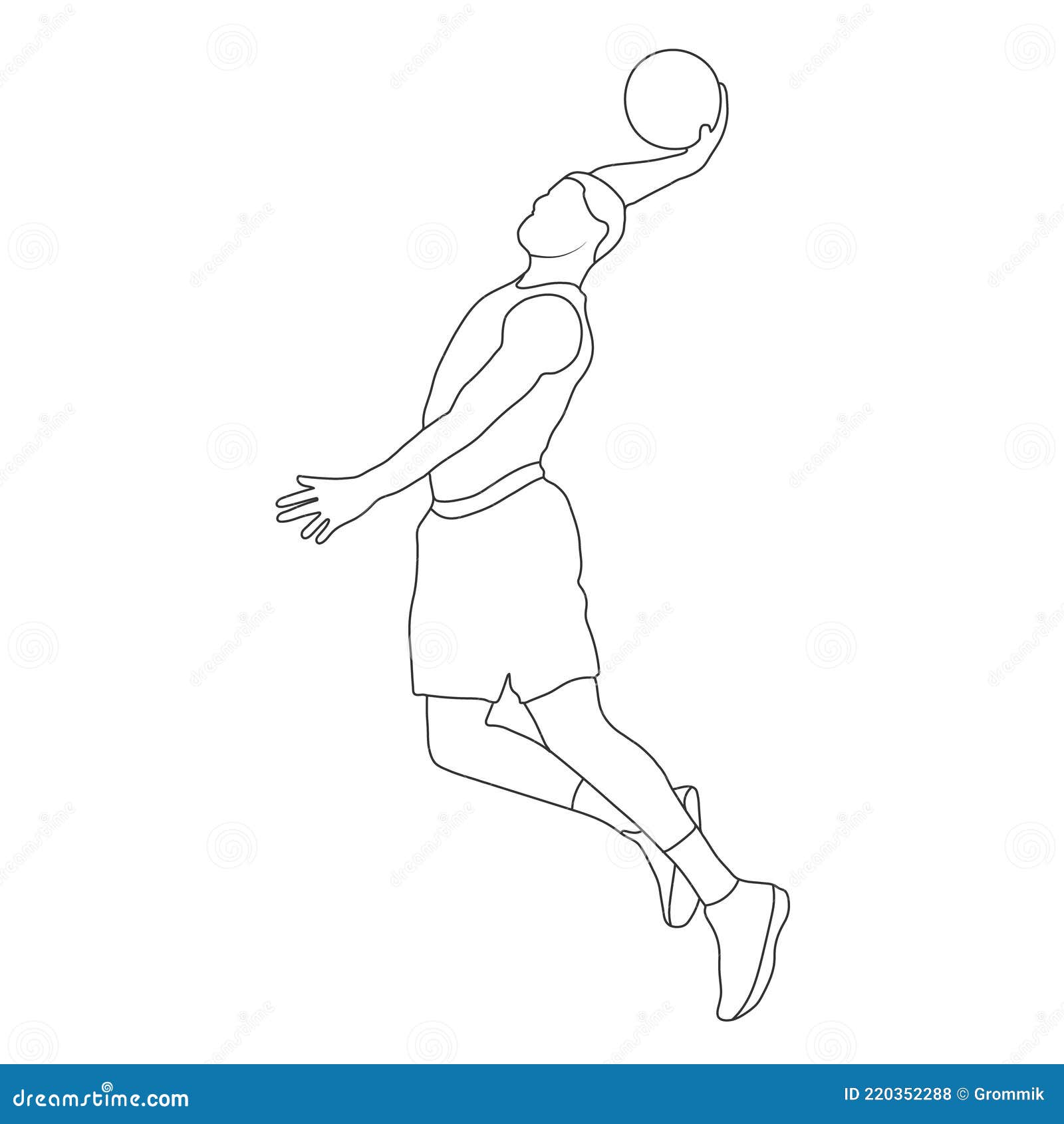 Basketball. Empty Contour Silhouette of a Basketball Player with a Ball ...
