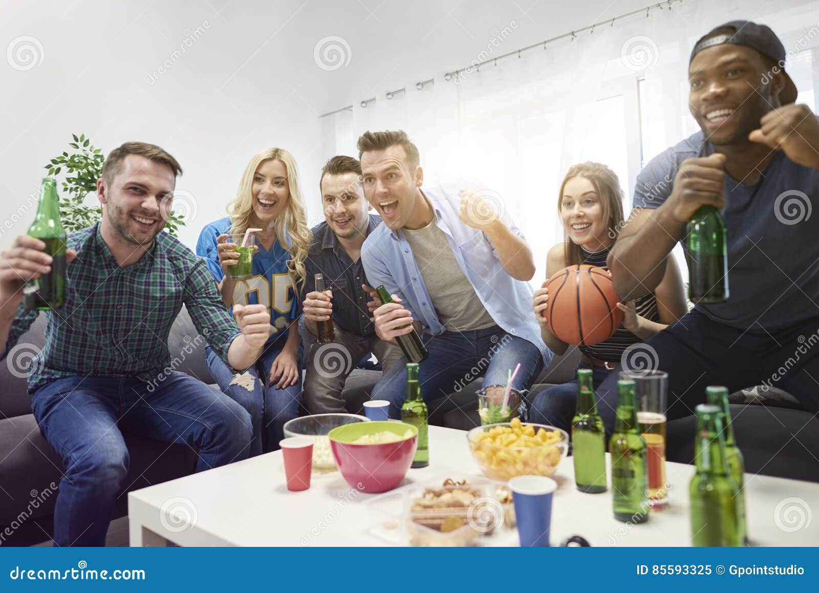 Basketball fans stock image. Image of living, indoors - 85593325