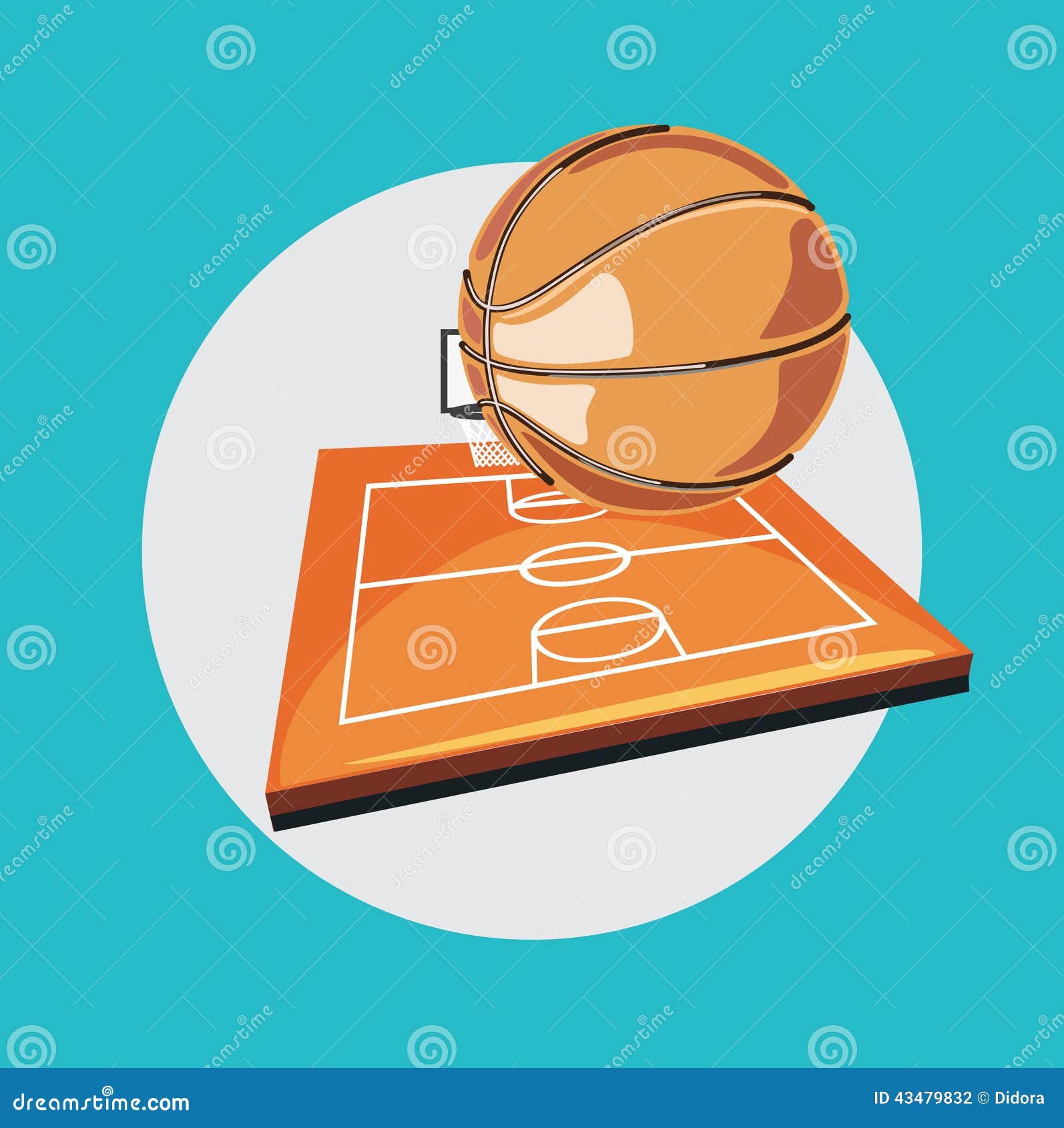 Basketball and Field Flat Design Stock Vector - Illustration of sport ...
