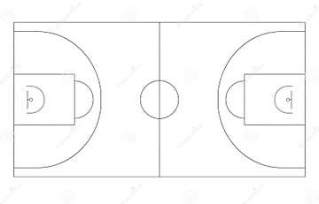 Basketball Field Outline Plan Stock Vector - Illustration of drawing ...