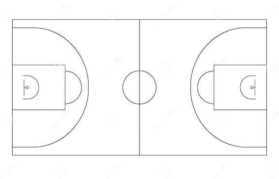Basketball Field Outline Plan Stock Vector - Illustration of drawing ...