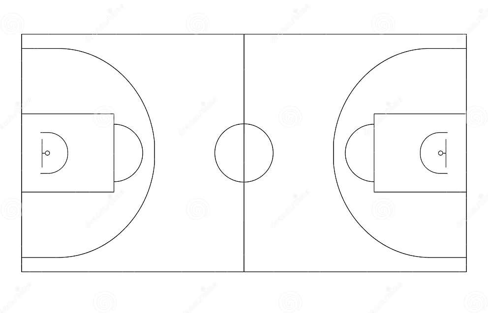 Basketball Field Outline Plan Stock Vector - Illustration of drawing ...