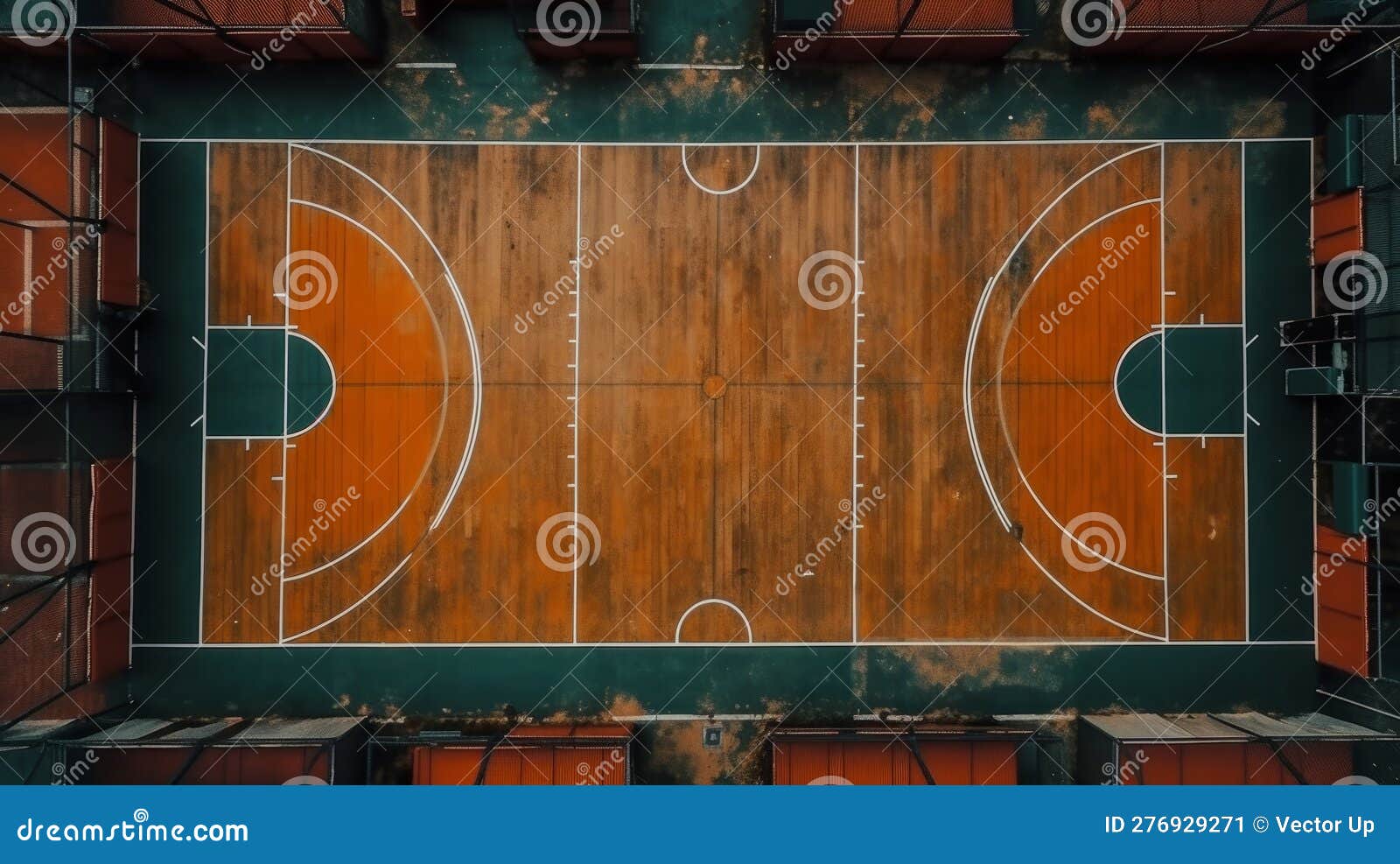 Basketball Field Top View. Generative AI Stock Image - Image of aerial ...