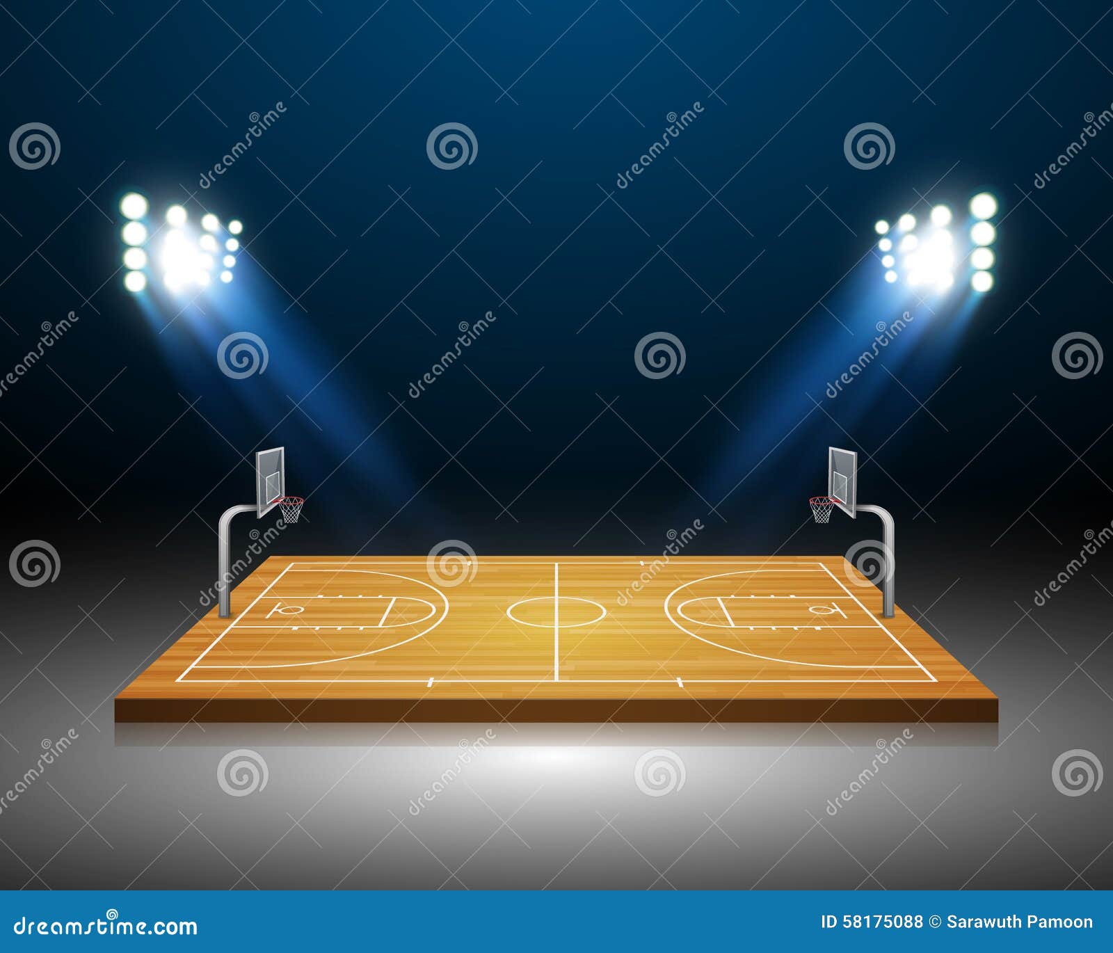Basketball Field For Background. Basketball Court With Line Pattern ...