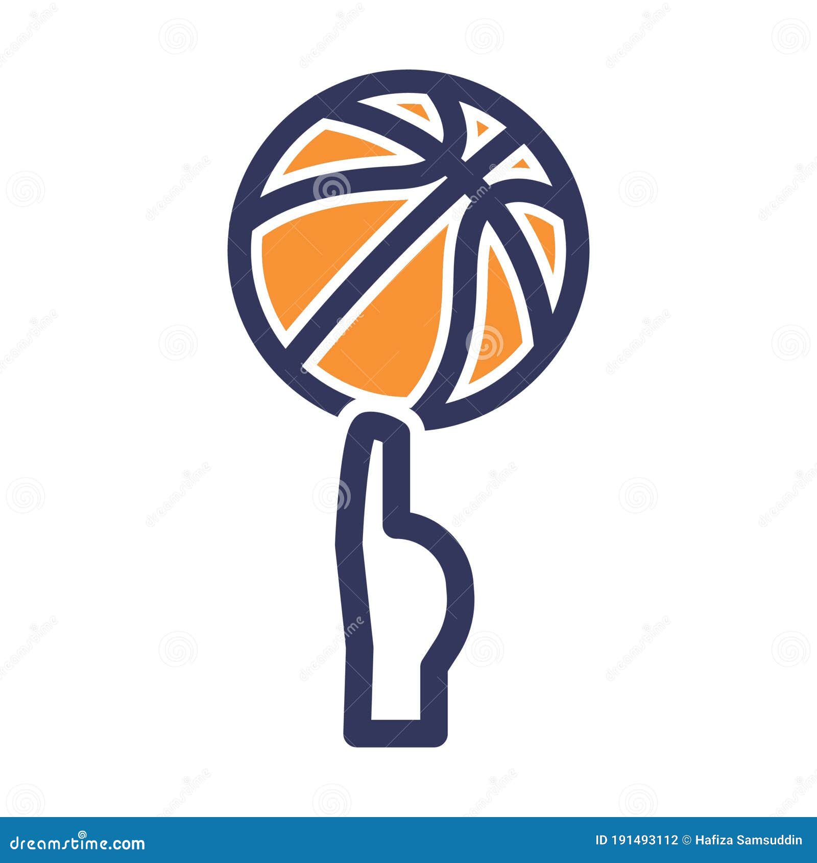 Basketball with Finger Pointing Icon. Vector Illustration Decorative ...