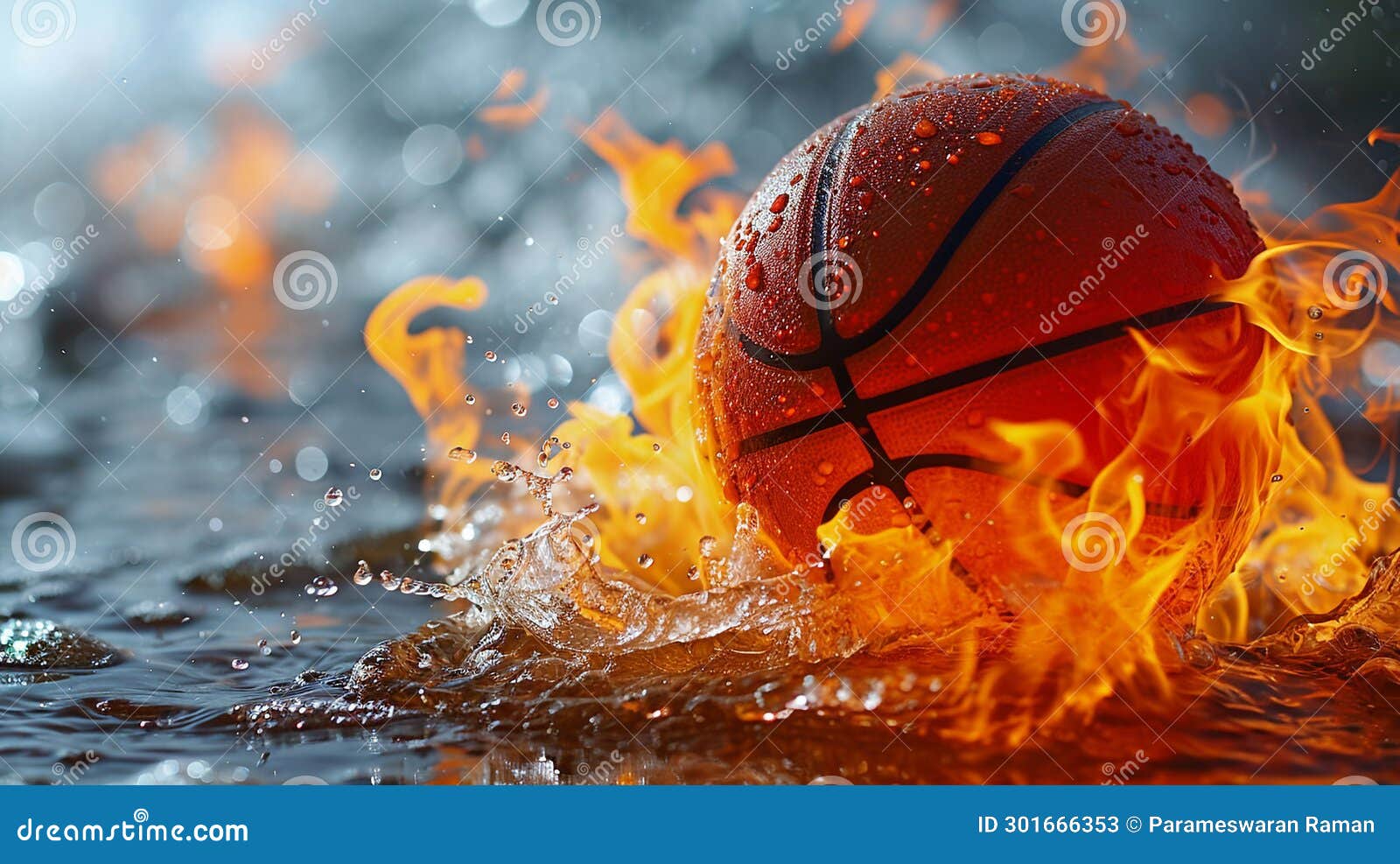 Basketball on Fire Background Stock Illustration - Illustration of ...