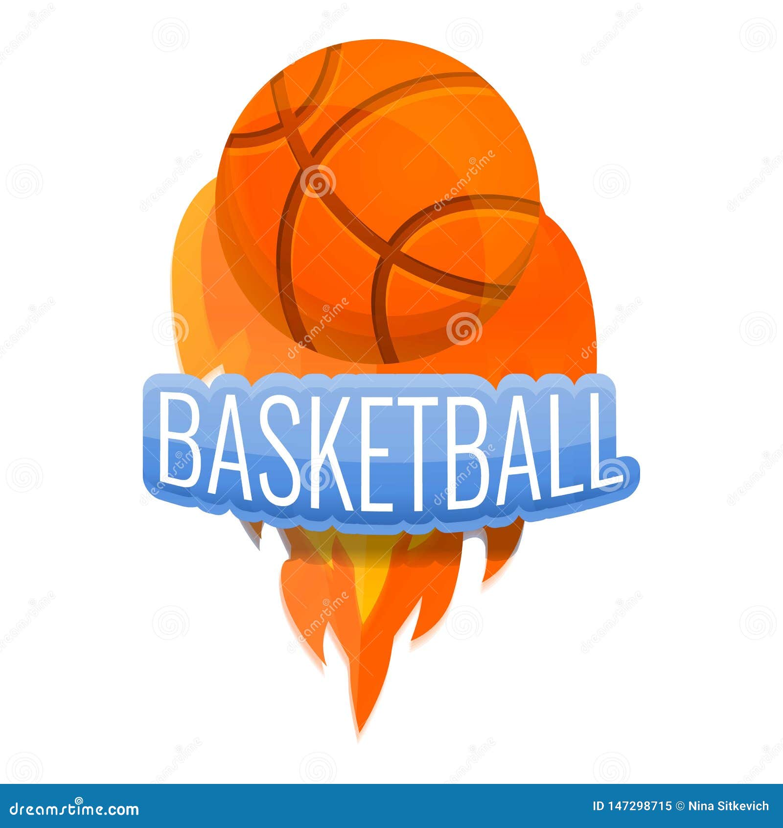 Basketball Fire Ball Logo, Cartoon Style Stock Vector - Illustration of ...
