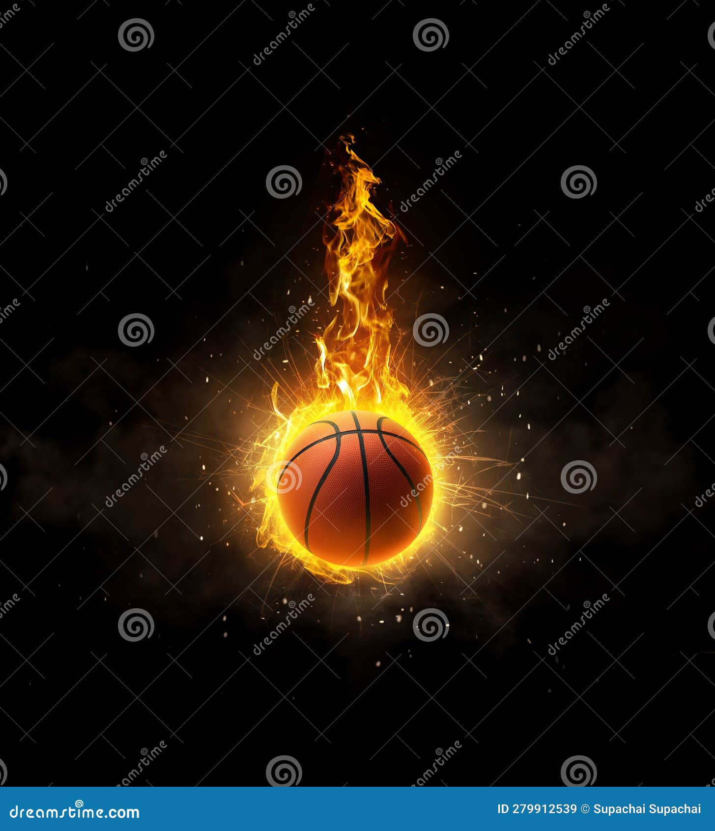 Basketball, on Fire on Black Background Stock Image - Image of sport ...