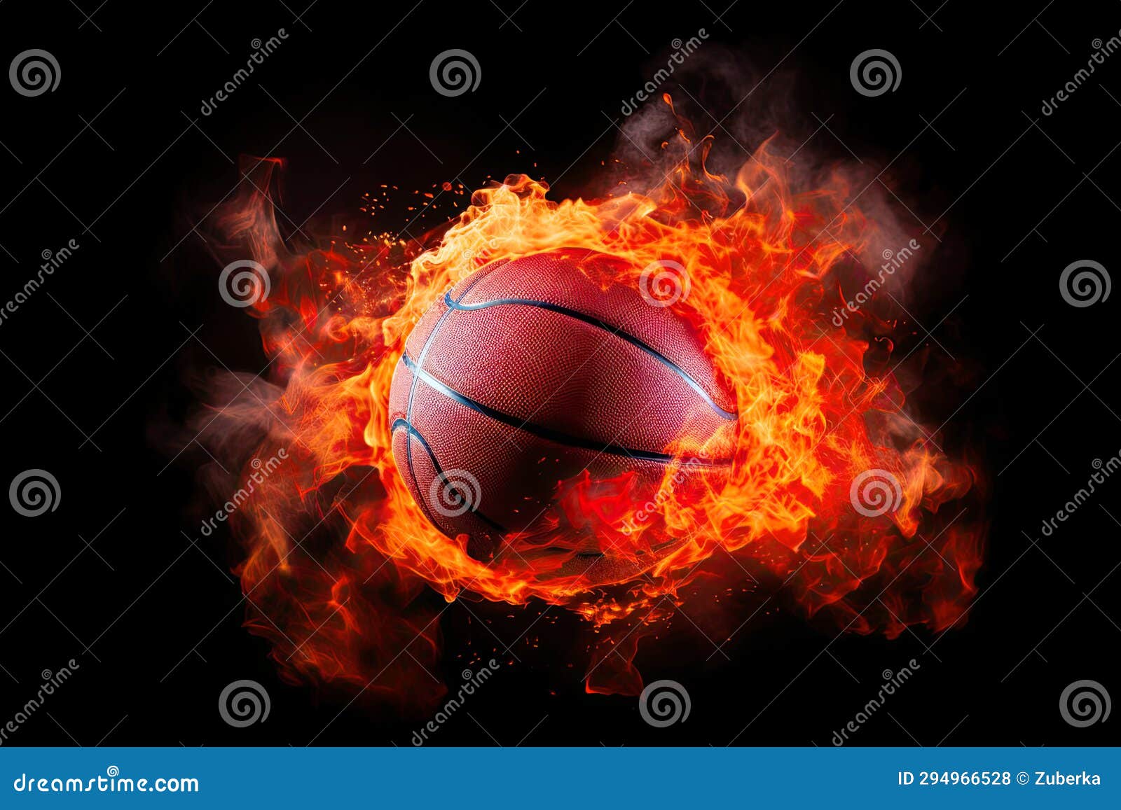 Basketball in Fire on Black Stock Illustration - Illustration of single ...