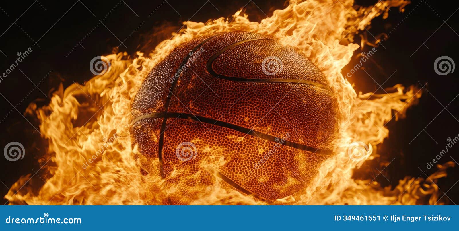 Basketball,Fire Exploding Basketball Close Up, with Texture Glowing ...