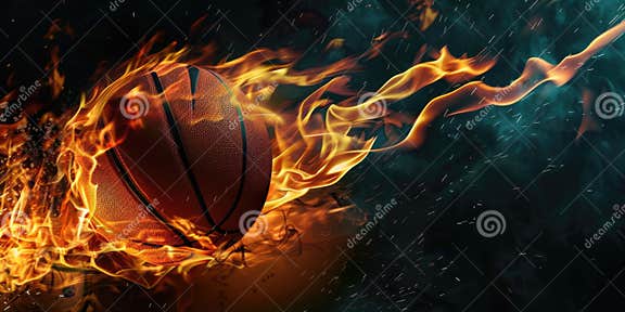 Basketball on Fire: Explosive Action Shot Stock Illustration ...