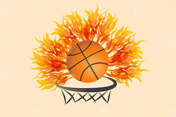 Basketball on Fire Vector Image Stock Vector - Illustration of icons ...