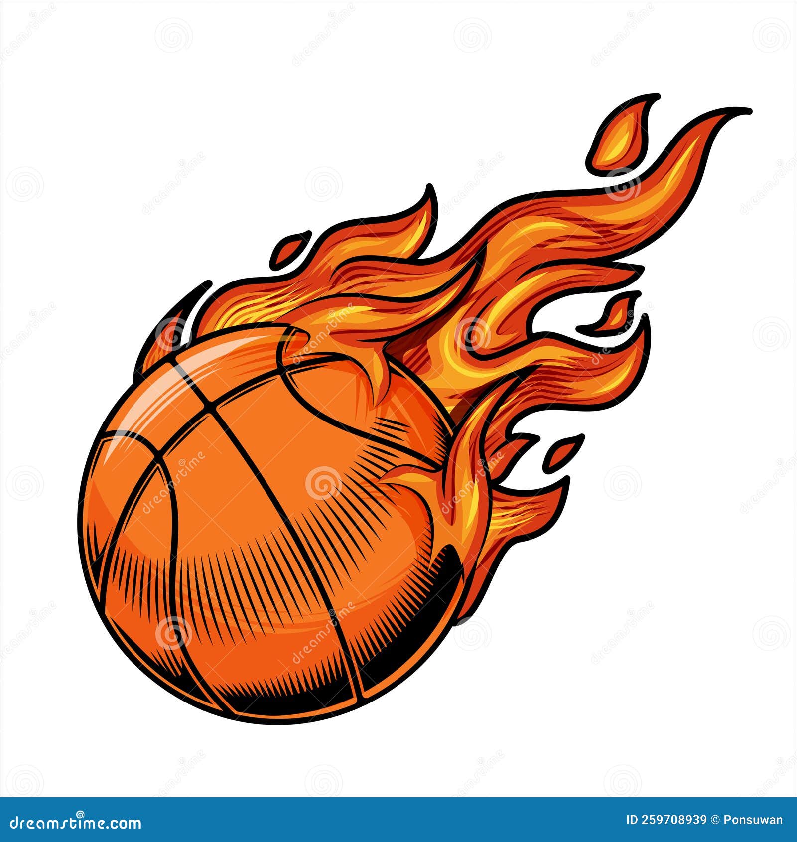 Basketball on Fire Vector Illustration Stock Vector - Illustration of ...