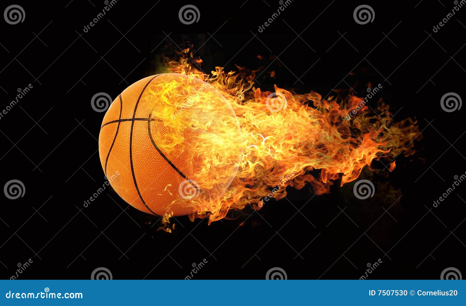 Basketball in flames stock illustration. Illustration of team - 7507530