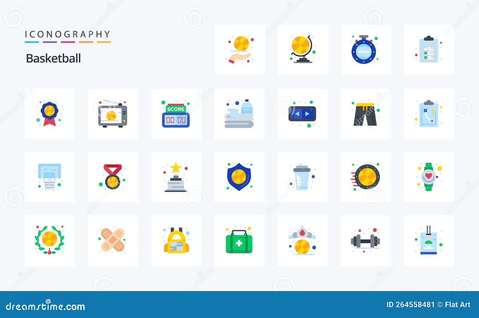 25 Basketball Flat Color Icon Pack Stock Vector - Illustration of board ...