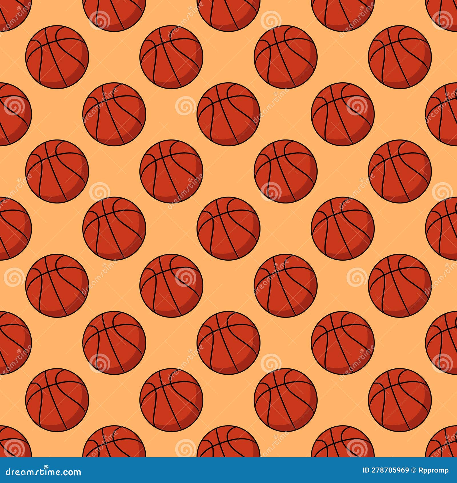 Basketball Flat Style Seamless Pattern on White Background Stock Vector ...