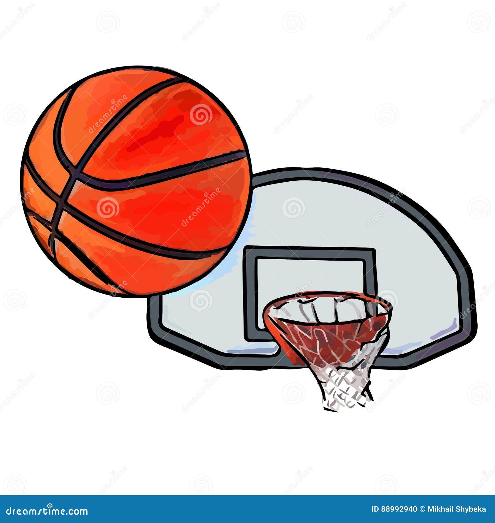Basketball flies into ring stock vector. Illustration of outdoors ...