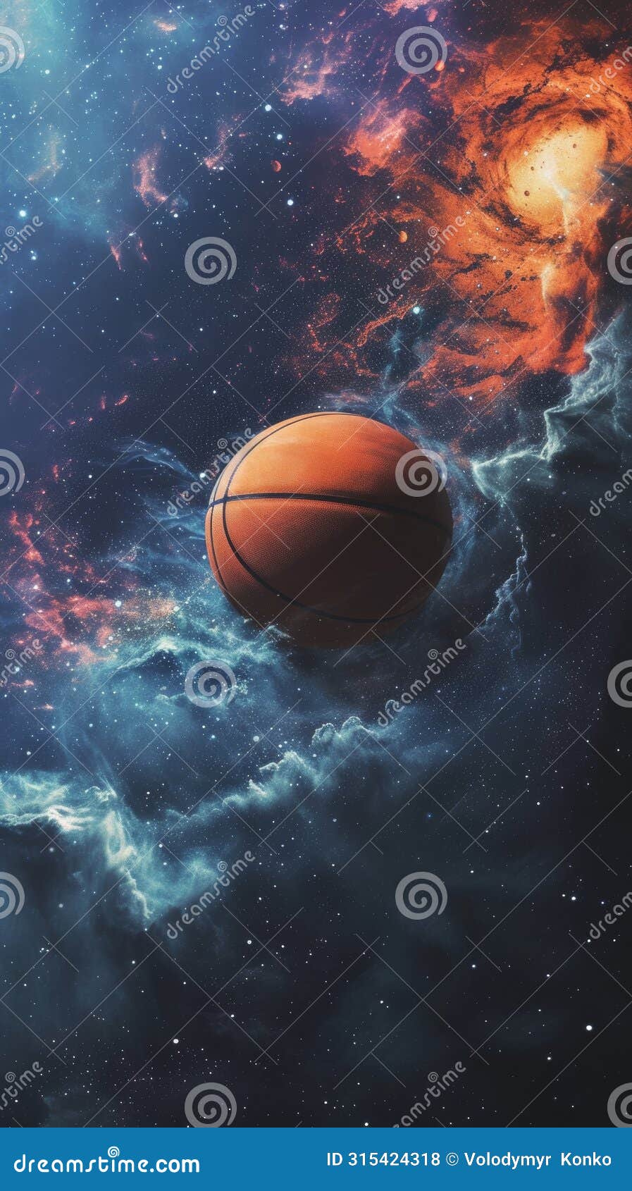 Basketball Floating Amongst a Starry Space Stock Photo - Image of ball ...