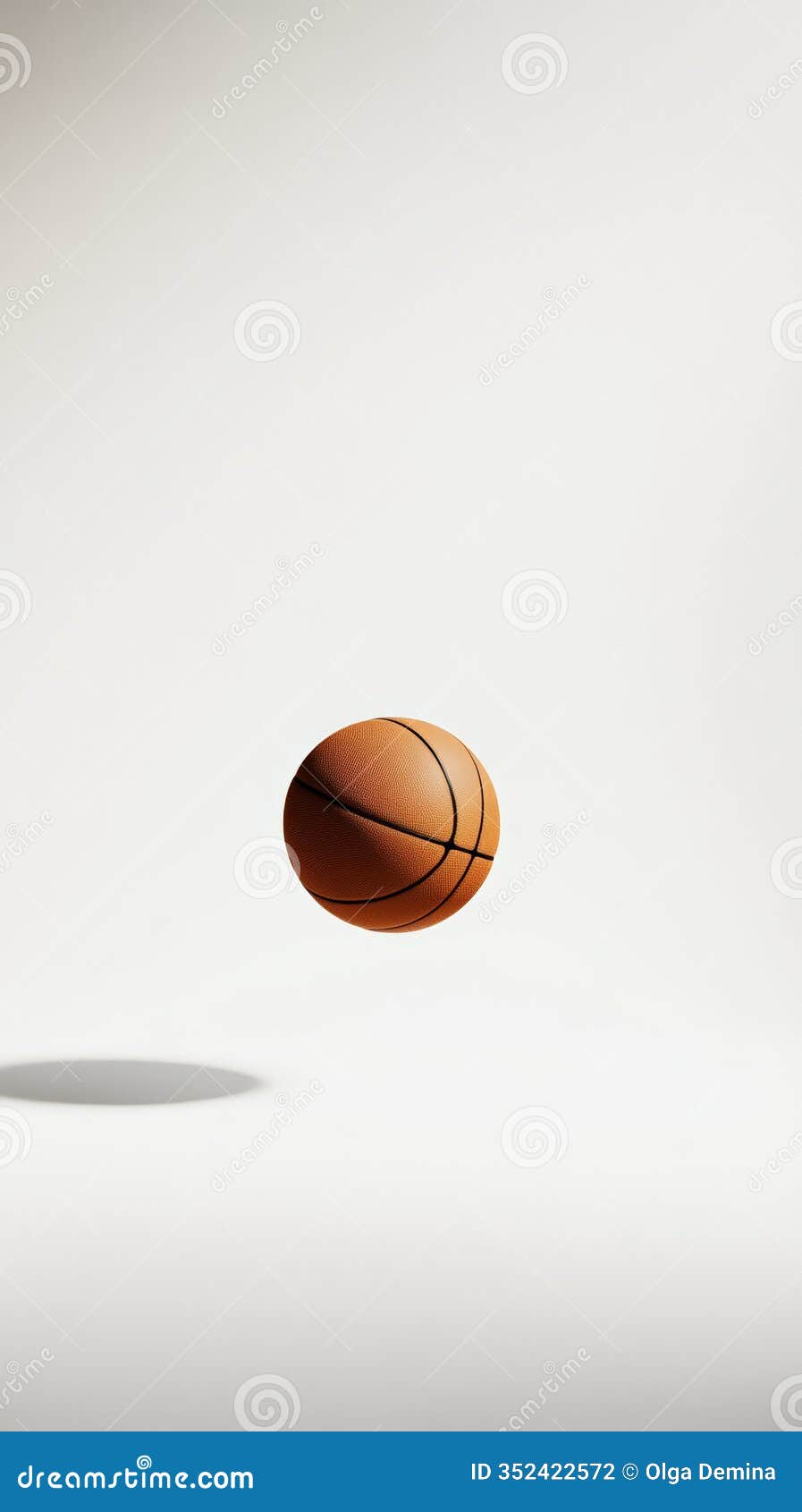 Basketball Floating on White Background with Shadow Stock Illustration ...