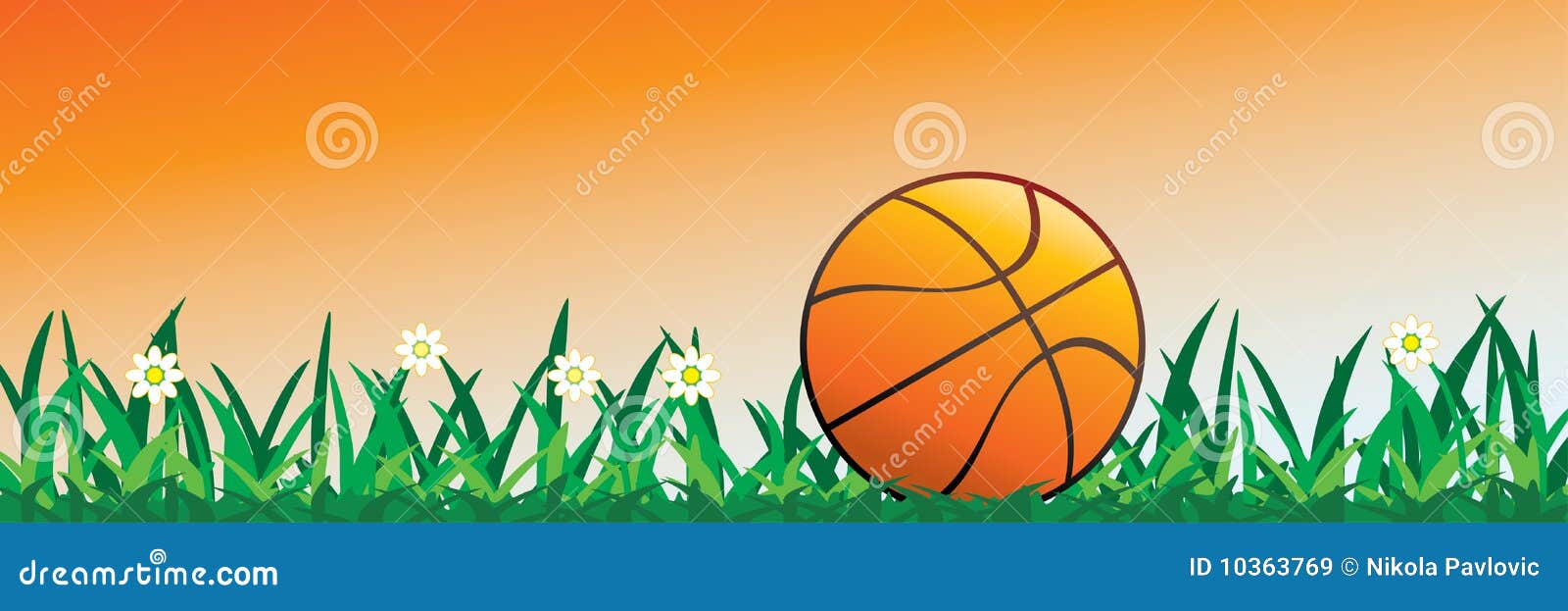 Basketball in flowers stock vector. Illustration of grass - 10363769